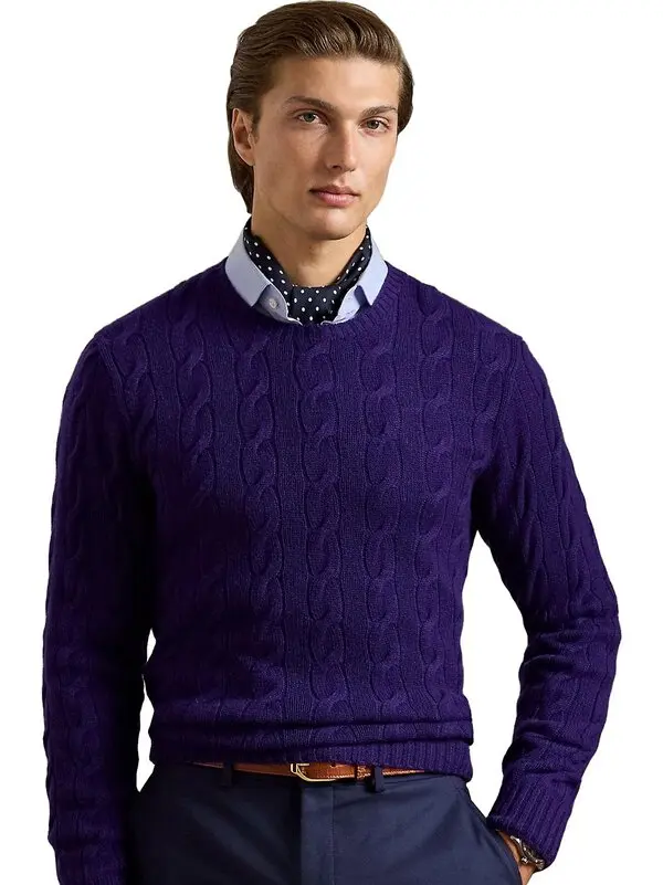 Ralph Lauren Cable-knit Cashmere Crewneck Sweater - Amethyst