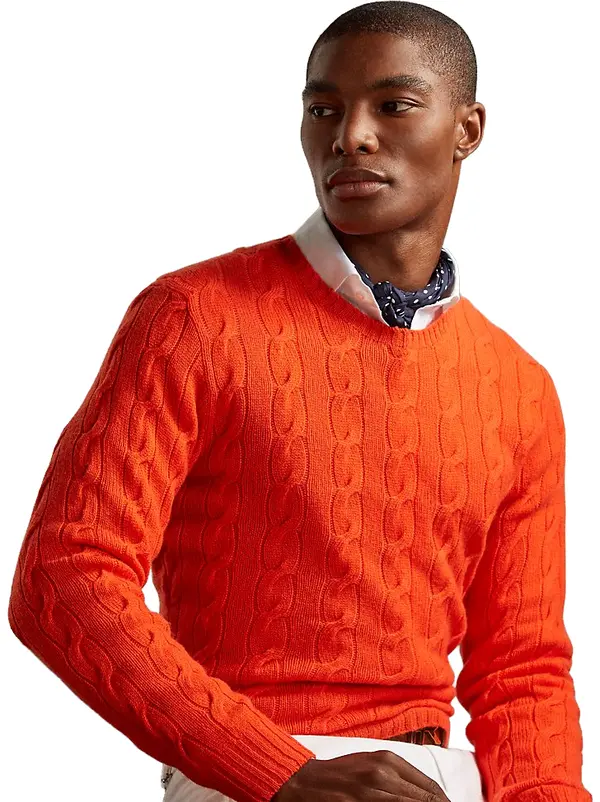 Ralph Lauren Cable-knit Cashmere Crewneck Sweater - Bittersweet
