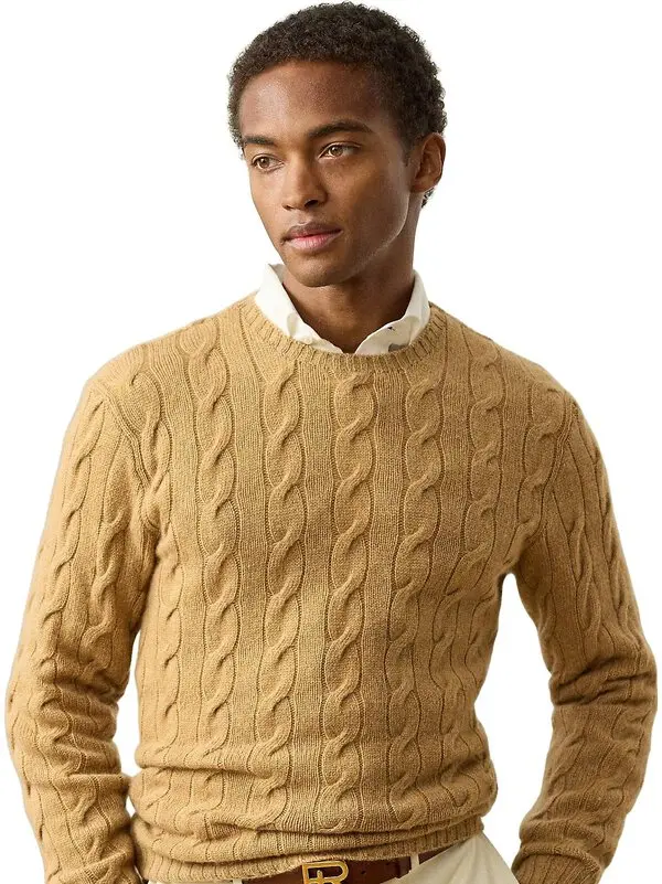 Ralph Lauren Cable-knit Cashmere Sweater - Camel Melange