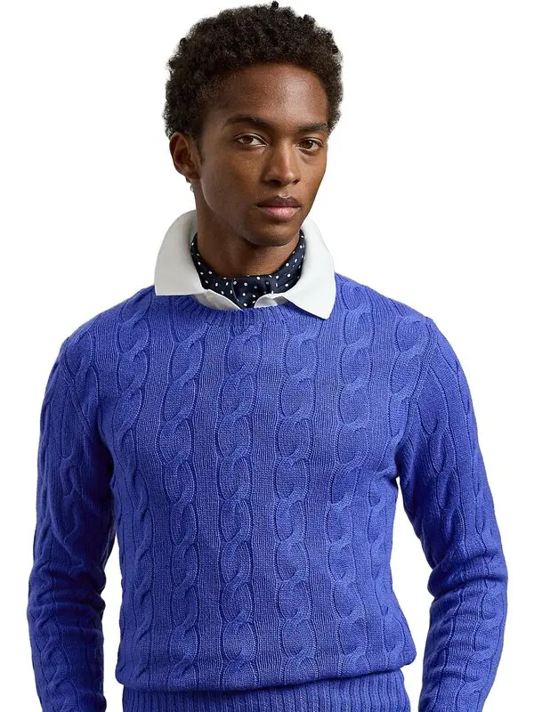 Ralph Lauren Cable-knit Cashmere Crewneck Sweater - Classic Copen Blue