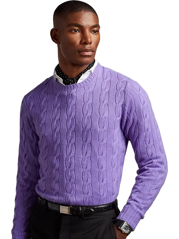 Ralph Lauren Cable-knit Cashmere Crewneck Sweater - Classic Lavender