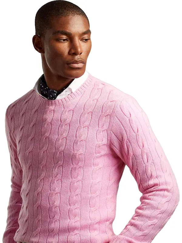 Ralph Lauren Cable-knit Cashmere Crewneck Sweater - Classic Pale Pink