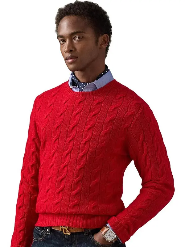 Ralph Lauren Cable-knit Cashmere Crewneck Sweater - Classic Red