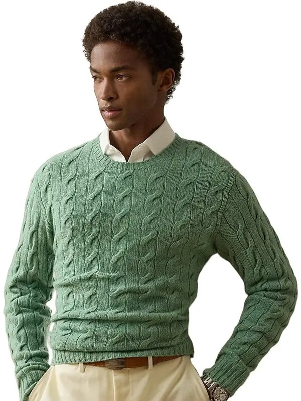 Ralph Lauren Cable-knit Cashmere Crewneck Sweater - Feldspar Green Melange