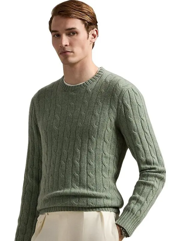 Ralph Lauren Cable-knit Cashmere Sweater - Fern Green Heather
