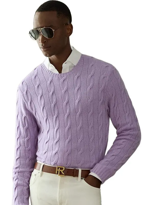 Ralph Lauren Cable-knit Cashmere Crewneck Sweater - Lilac Breeze