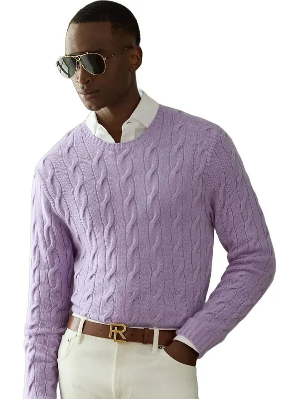 Ralph Lauren Cable-knit Cashmere Sweater - Lilac Breeze