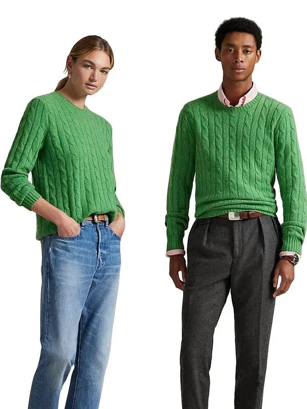 Ralph Lauren Cable-knit Cashmere Crewneck Sweater - Mint