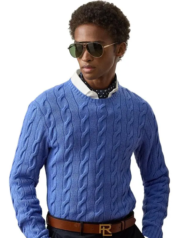 Ralph Lauren Cable-knit Cashmere Sweater - Periwinkle Melange