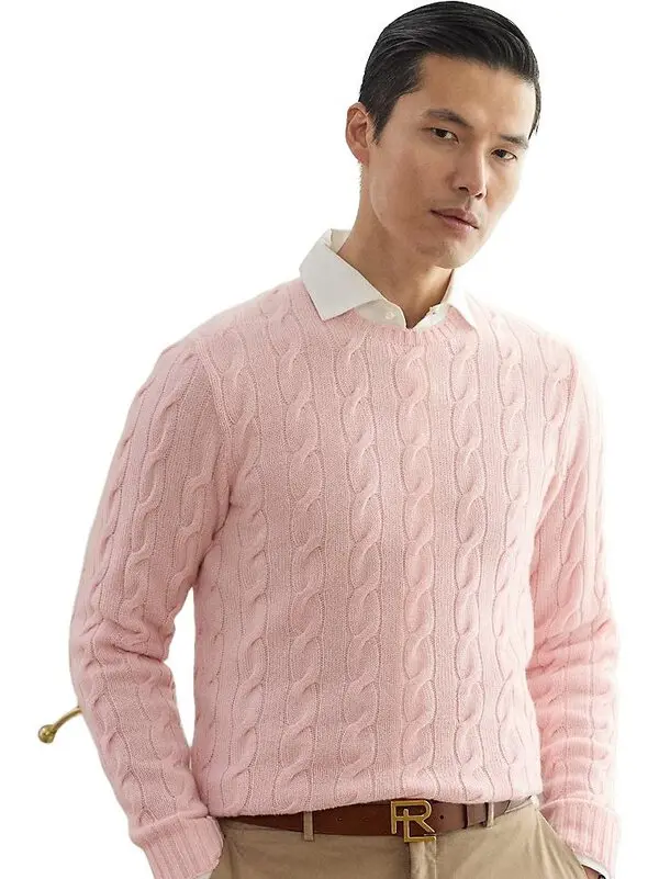 Ralph Lauren Cable-knit Cashmere Crewneck Sweater - Soft Pink