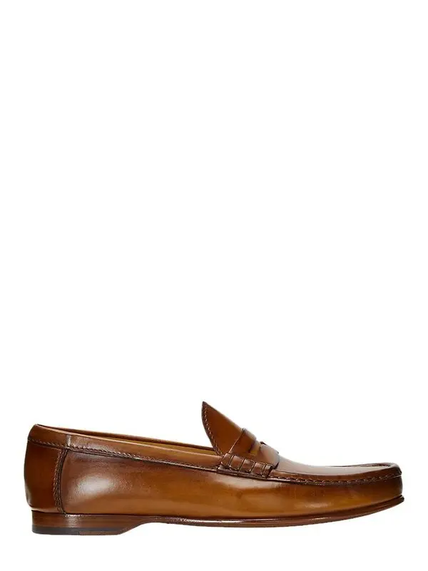 Ralph Lauren Chalmers Burnished Calfskin Penny Loafer - Tan