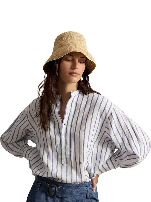 Ralph Lauren Striped Linen Shirt - White Royal