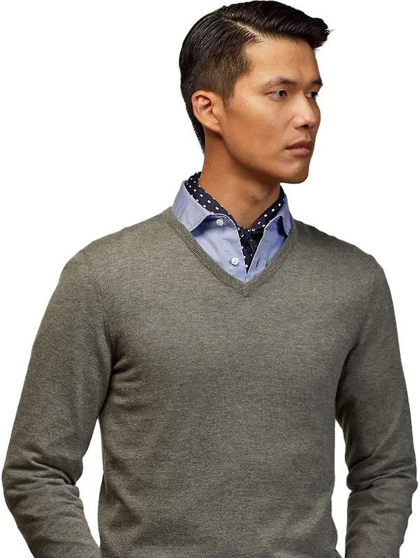Ralph Lauren Cashmere V-neck Sweater - Light Grey Heather