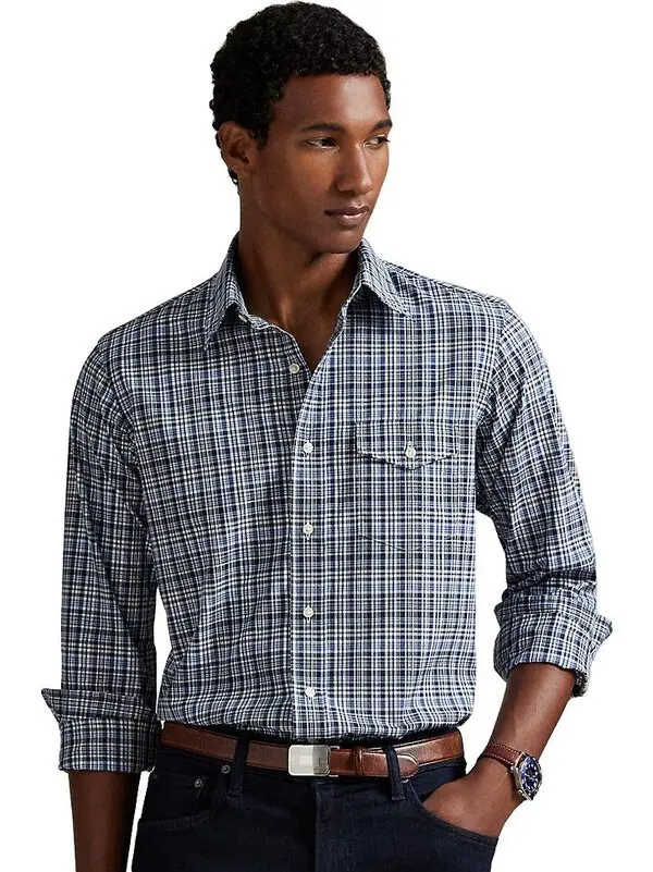 Ralph Lauren Classic Fit Plaid Poplin Shirt - Blue Multi