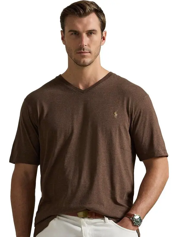 Ralph Lauren Jersey V-neck T-shirt - Nutmeg Brown Heather