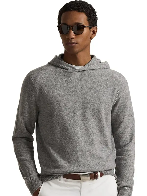 Ralph Lauren Washable Cashmere Hooded Sweater - Fawn Grey Heather