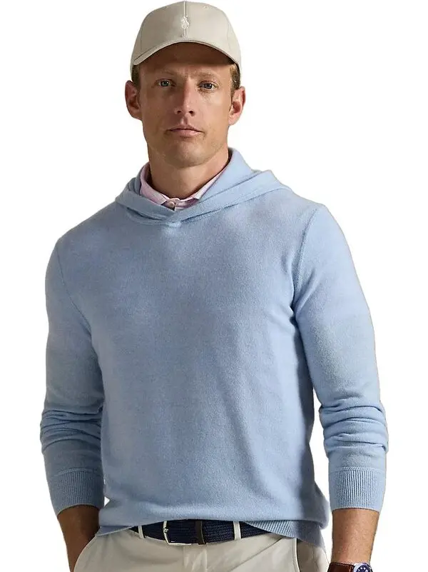 Ralph Lauren Washable Cashmere Hooded Sweater - Office Blue