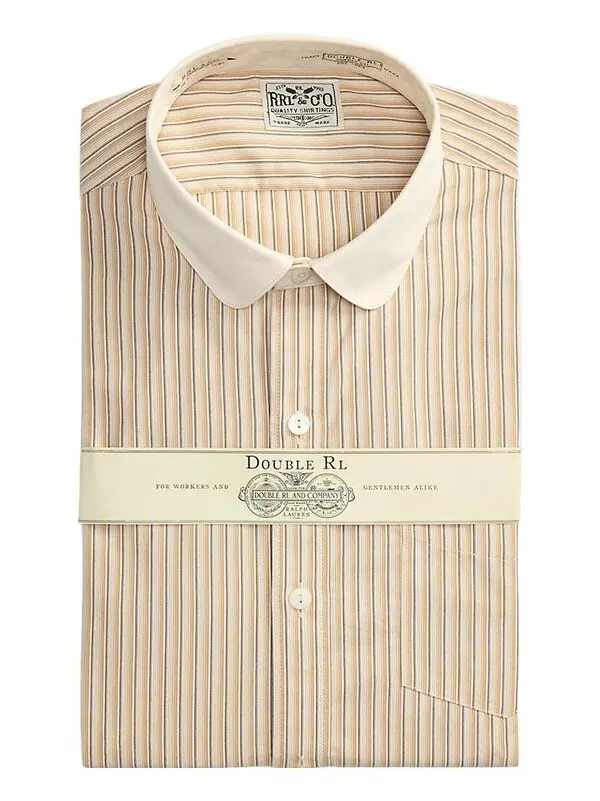 Ralph Lauren Slim Fit Striped Dobby Shirt - Tan Stripe