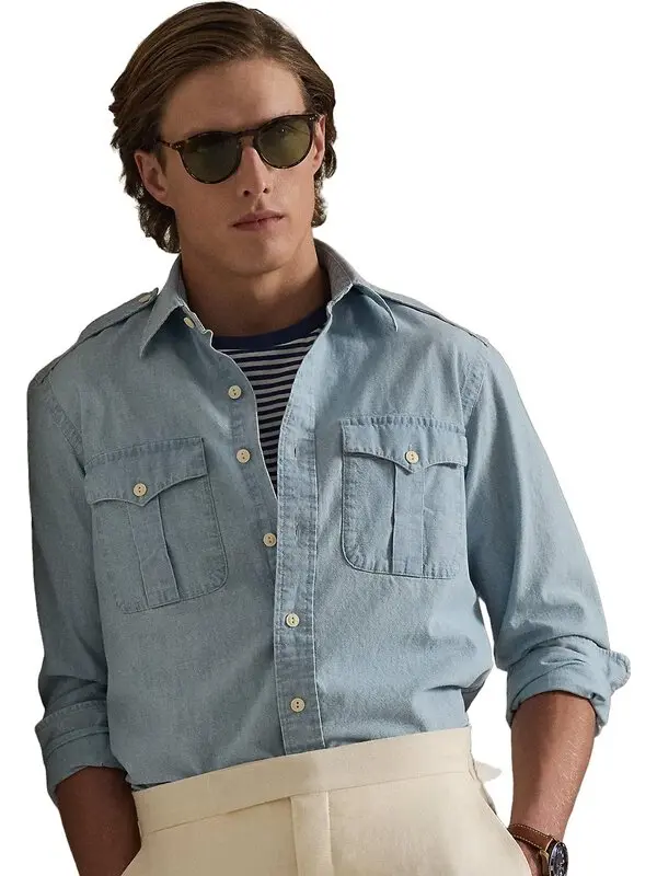 Ralph Lauren Classic Fit Chambray Workshirt - Light Indigo