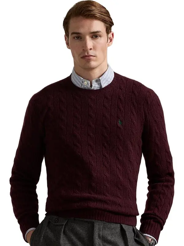 Ralph Lauren Cable-knit Wool-cashmere Sweater - Aged Wine Heather