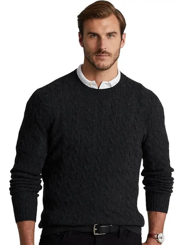 Ralph Lauren Cable-knit Wool-cashmere Sweater - Dark Granite Heather