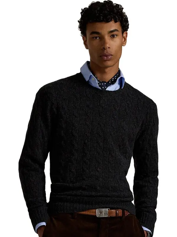 Ralph Lauren Cable-knit Wool-cashmere Sweater - Dark Granite Heather