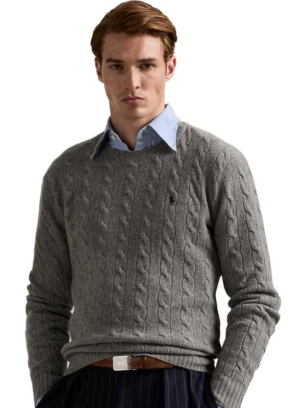 Ralph Lauren Cable-knit Wool-cashmere Sweater - Fawn Grey Heather