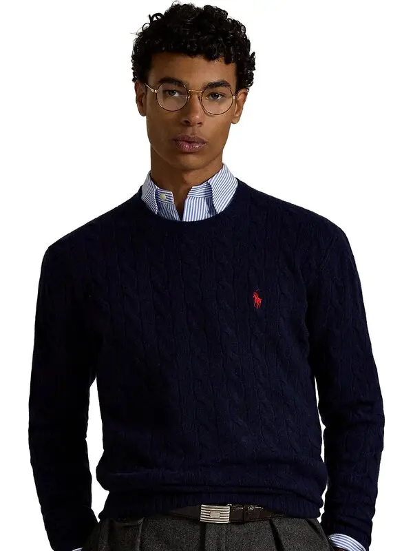 Ralph Lauren Cable-knit Wool-cashmere Sweater - Hunter Navy