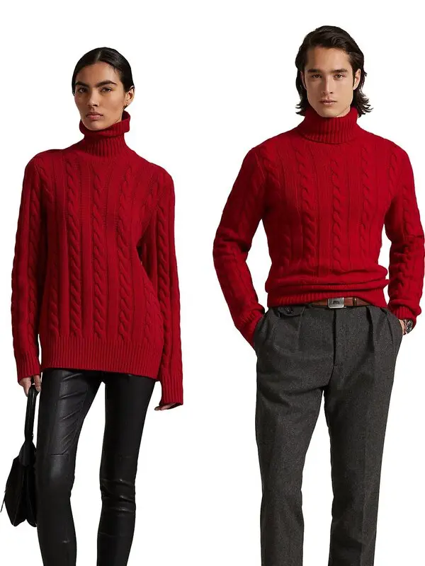 Ralph Lauren Cable-knit Wool-cashmere Sweater - Park Ave Red