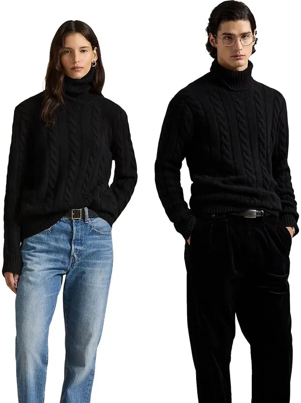 Ralph Lauren Cable-knit Wool-cashmere Sweater - Polo Black