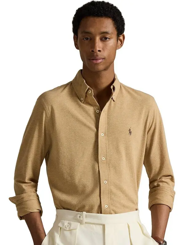 Ralph Lauren Featherweight Mesh Shirt - Classic Camel Heather