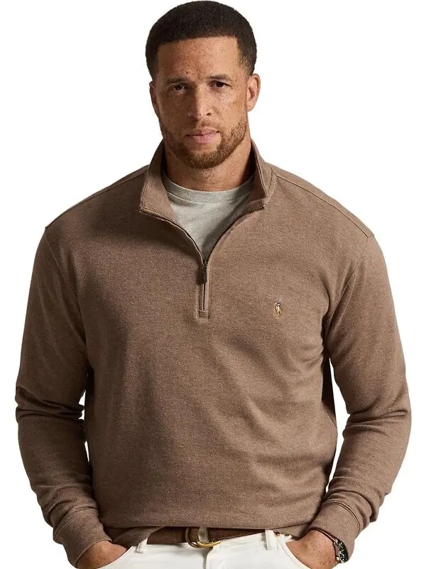 Ralph Lauren Estate-rib Quarter-zip Pullover - Brown Heather