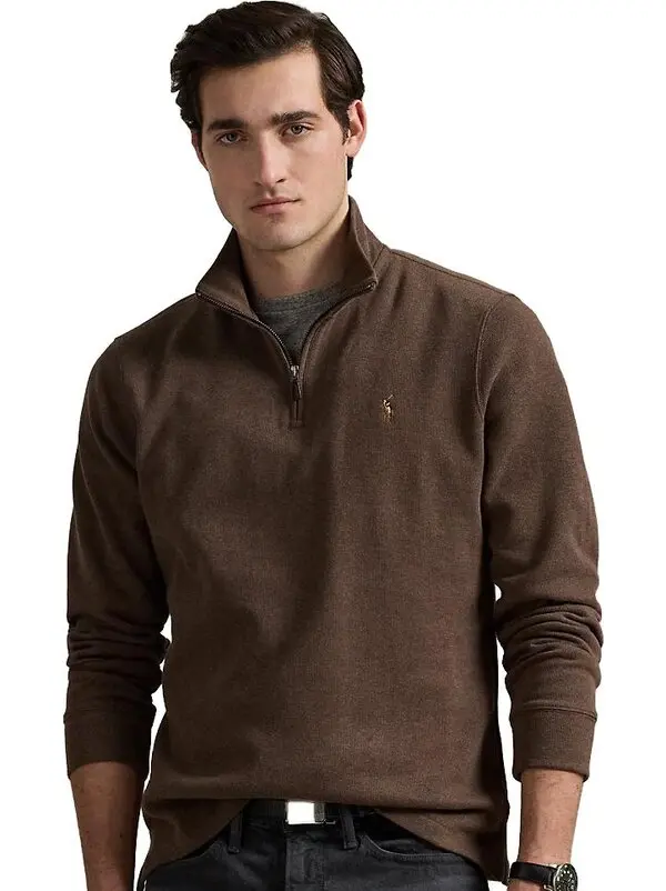 Ralph Lauren Estate-rib Quarter-zip Pullover - Nutmeg Brown Heather