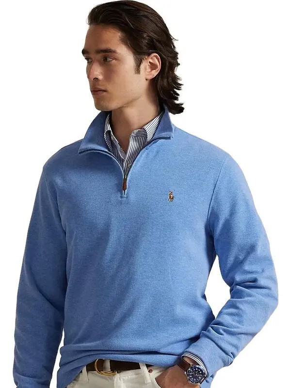 Ralph Lauren Estate-rib Quarter-zip Pullover - Soft Royal Heather