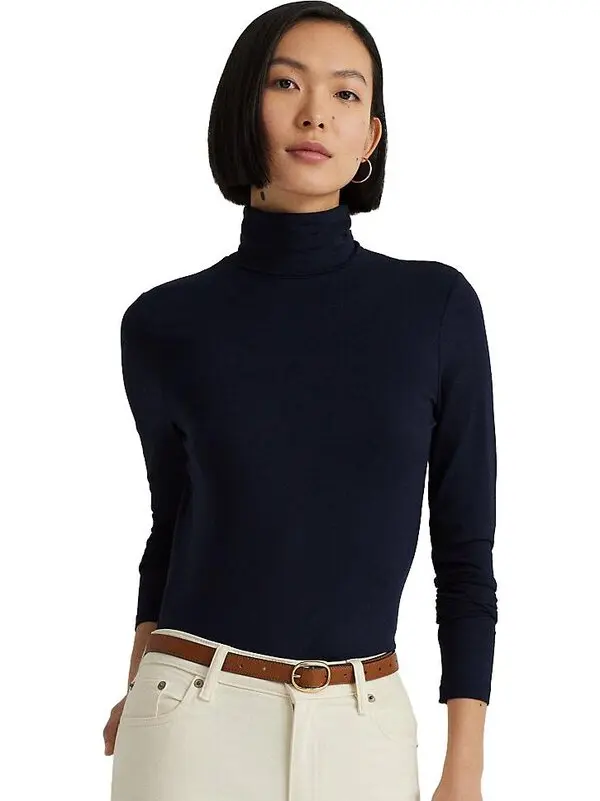 Ralph Lauren Jersey Turtleneck - Lauren Navy