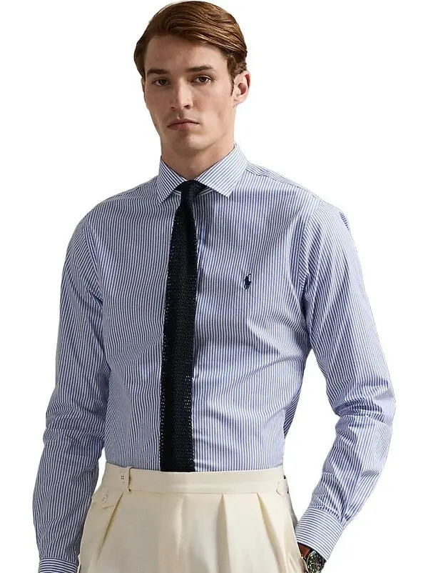 Ralph Lauren Slim Fit Striped Poplin Shirt - Light Blue/white