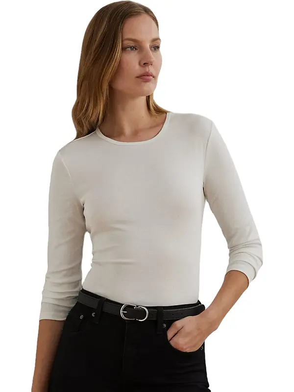 Ralph Lauren Stretch Cotton Long-sleeve Tee - Mascarpone Cream