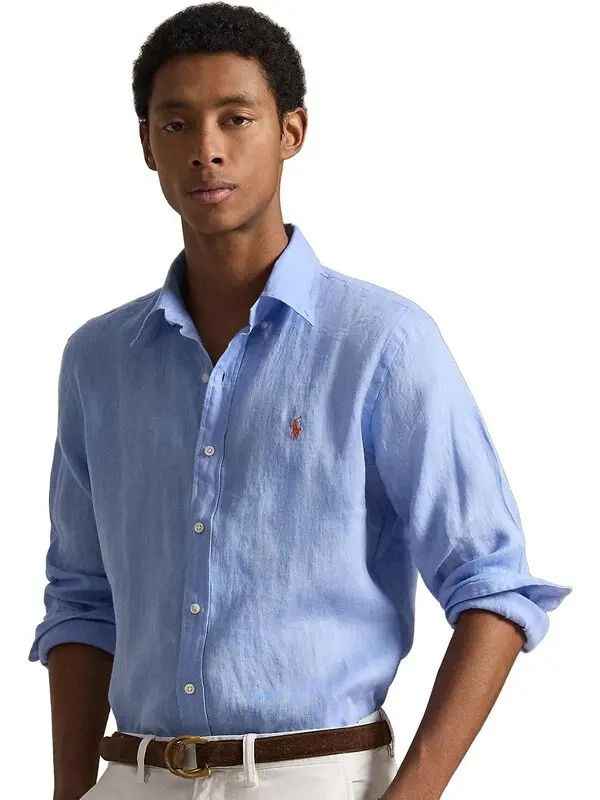 Ralph Lauren Slim Fit Linen Shirt - Austin Blue