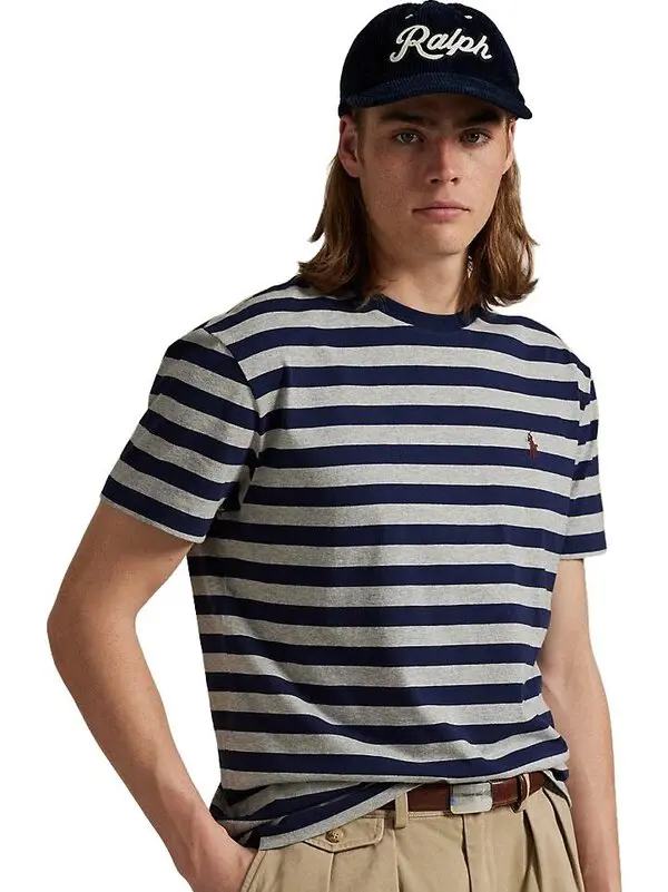 Ralph Lauren Classic Fit Striped Jersey T-shirt - Andover Heather/navy
