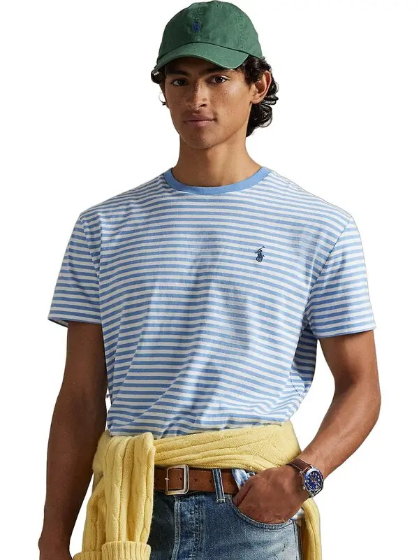 Ralph Lauren Classic Fit Striped Jersey T-shirt - Bristol Blue/white