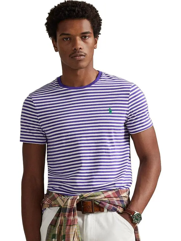 Ralph Lauren Classic Fit Striped Jersey T-shirt - Cabana Purple/white