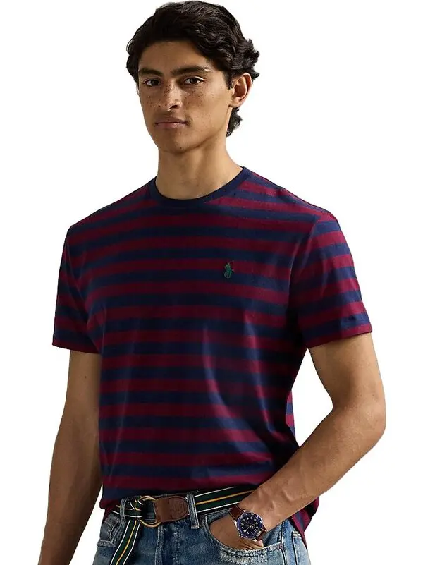 Ralph Lauren Classic Fit Striped Jersey T-shirt - Classic Wine/cruise Navy