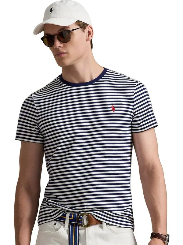 Ralph Lauren Classic Fit Striped Jersey T-shirt - Newport Navy/white