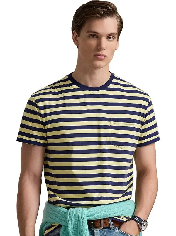 Ralph Lauren Classic Fit Striped Jersey T-shirt - Resort Gold/dark Cobalt
