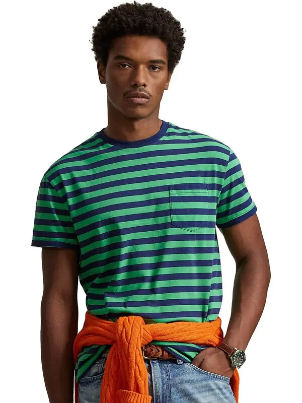 Ralph Lauren Classic Fit Striped Jersey T-shirt - Summer Emerald/dark Cobalt