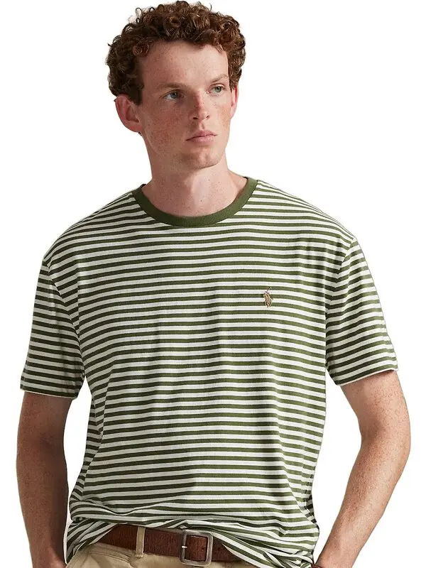 Ralph Lauren Classic Fit Striped Jersey T-shirt - Supply Olive/white