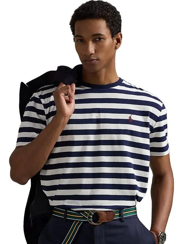 Ralph Lauren Classic Fit Striped Jersey T-shirt - White/cruise Navy