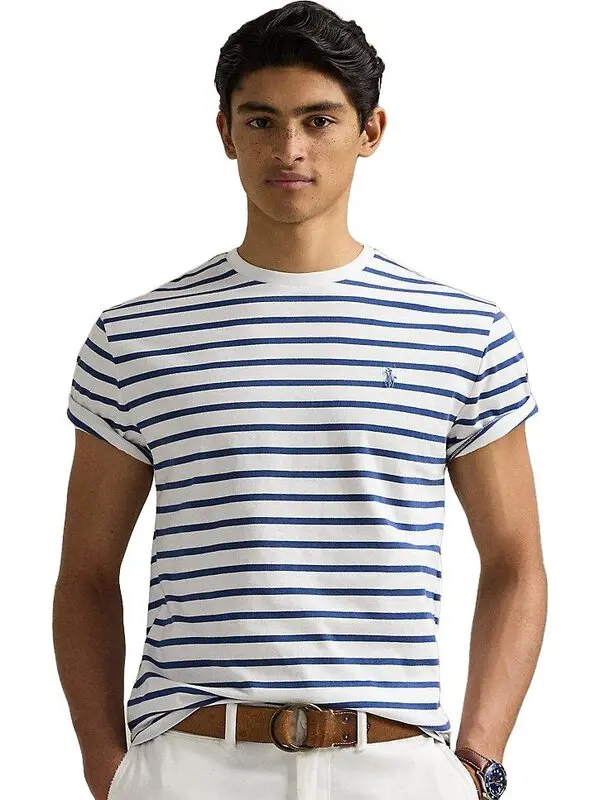 Ralph Lauren Classic Fit Striped Jersey T-shirt - White/old Royal