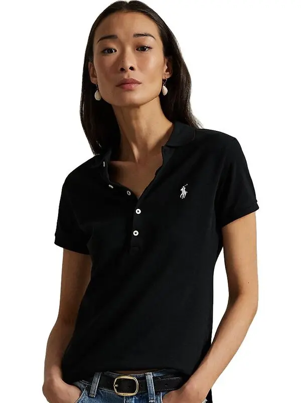 Ralph Lauren Slim Fit Stretch Polo Shirt - Polo Black/white
