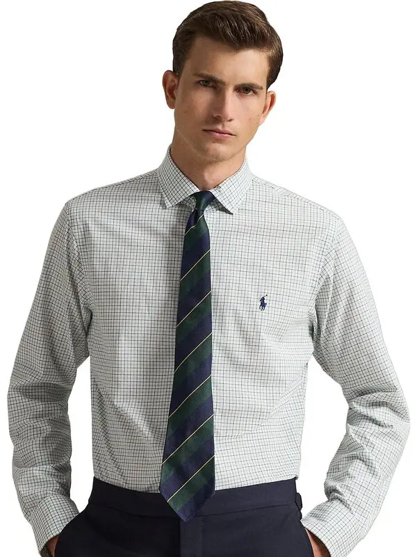Ralph Lauren Classic Fit Plaid Stretch Poplin Shirt - White Essex Green Multi